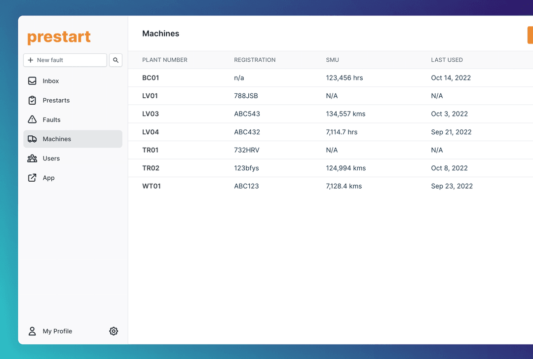 Prestart App | Checklist and fault reporting